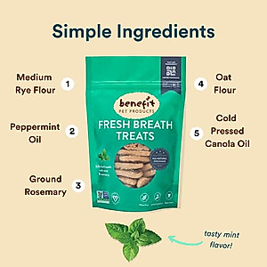 Benefit Biscuits, All Natural Dog Treats, Certified Vegan, Non GMO, Wheat Free, Healthy Dog Biscuits, Made in USA (Mint, Regular Bag, 7oz)