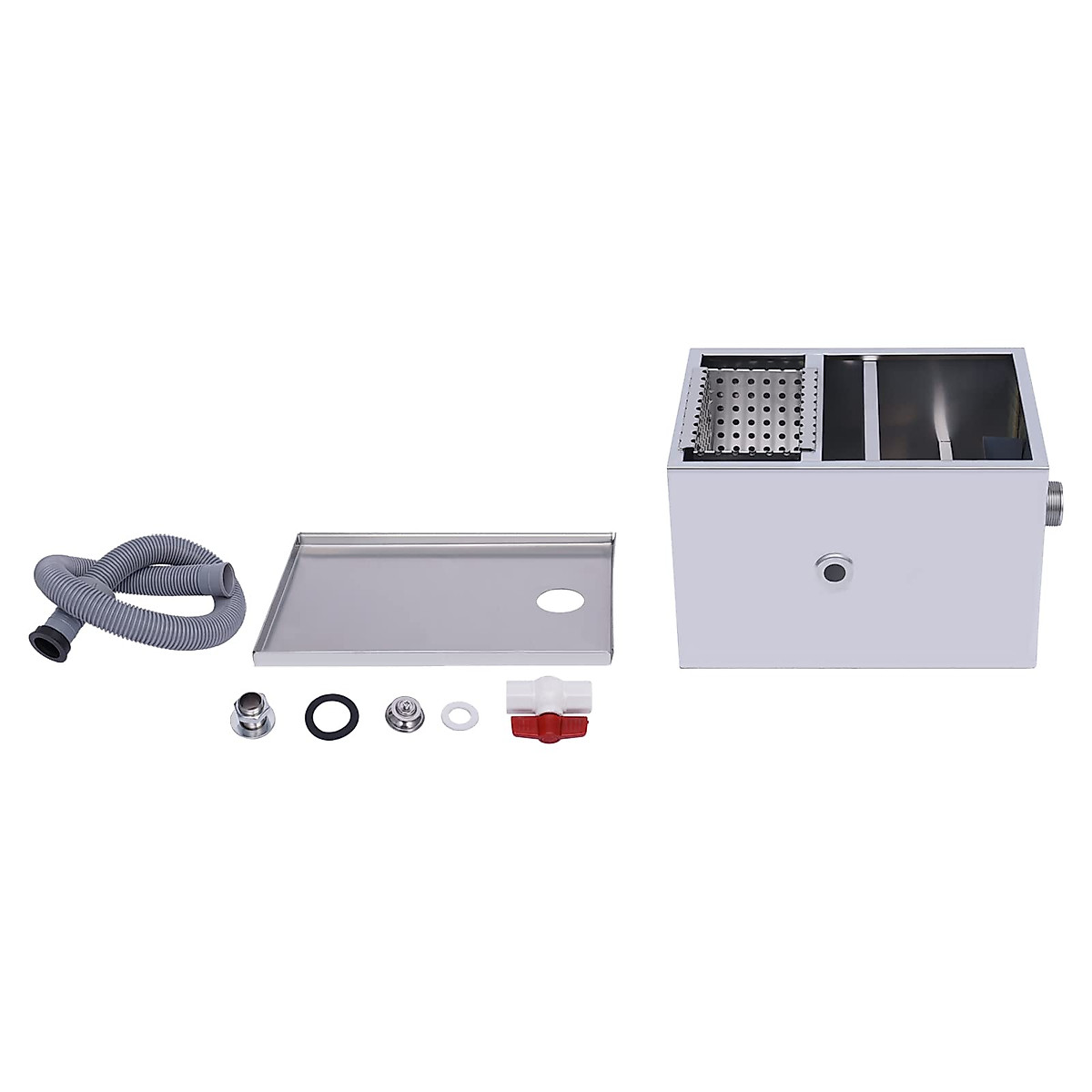 Leblett 20L Commercial Grease Trap,Stainless Steel Grease Interceptor with Automatic Shut-off Device,Under Sink Grease Trap Waste Water Oil-water Separator,for Restaurant Factory Home Kitchen