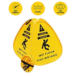 3 Pack Pop-up Caution Wet Floor Sign 16in for Restaurant, Commercial and Industrial Safety