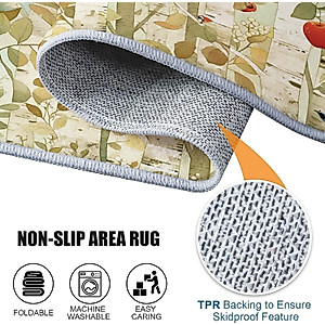 Area Rugs Colorful Rectangle Carpet, Cartoon Art Apple Stripes Printed Carpets, 4 x 6 ft Washable Rugs, with Nonslip Backing Carpet, for Indoor Bedroom Living Room Home Office