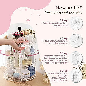 TRENDVIBE Clear Makeup Bathroom Organizer Rotating Large Transparent Display Case for Cosmetics Lipsticks Jewelry Skincare Brushes perfume nail polish countertop storage clear drawer