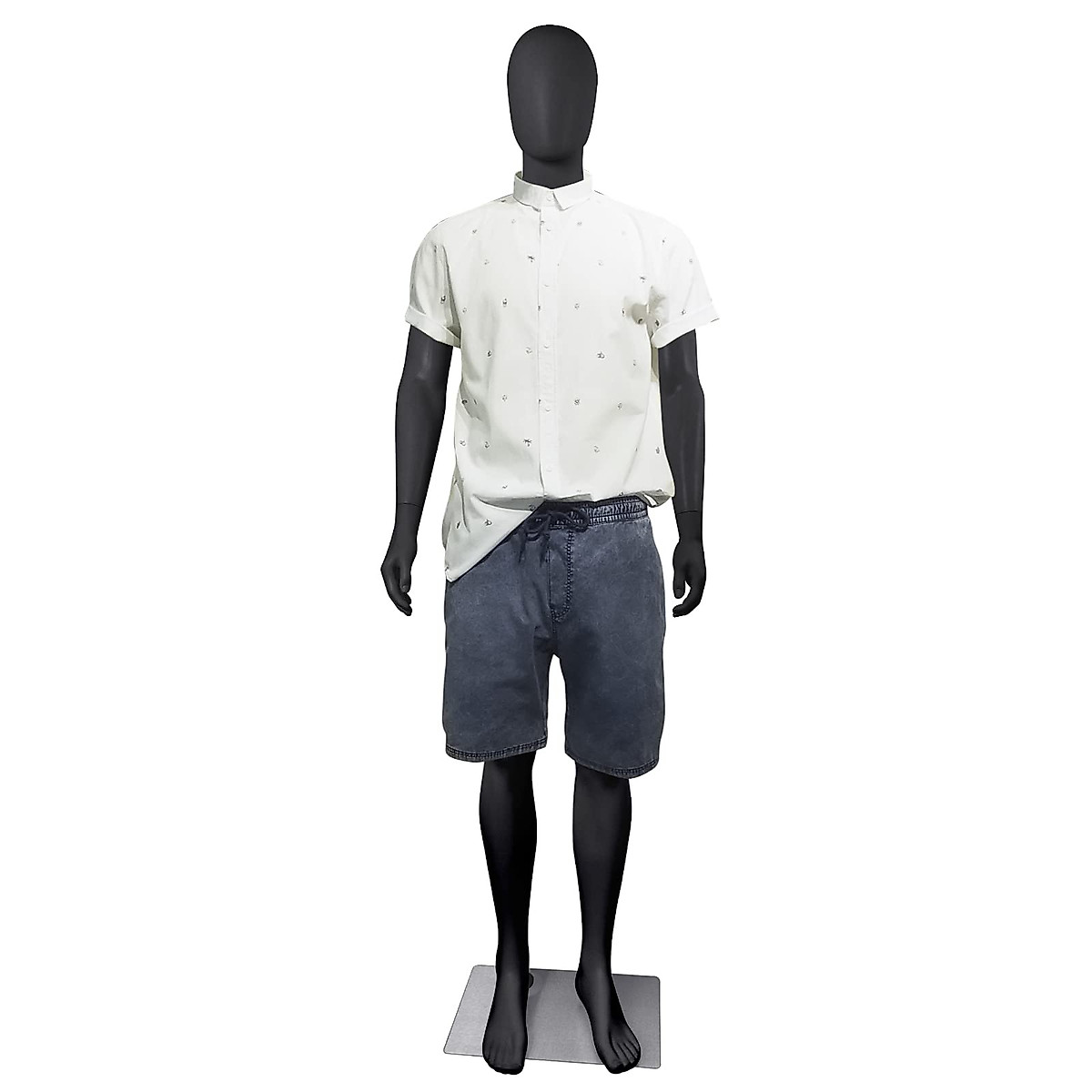 Male Mannequin Full Body Maniquine Model Stand Adjustable 73 inch Faceless Plastic Detachable Manequins Stand Metal Base Metal Connector, Black Matte