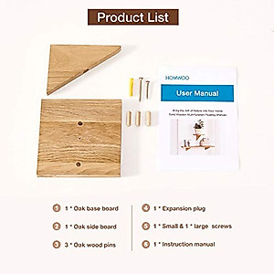 HOMWOO Oak Floating Shelf FAS Grade Solid Wood Wall Shelf Triangle Small Shelf for Bedroom,Living Room,Bathroom,Office,Kitchen (Small)