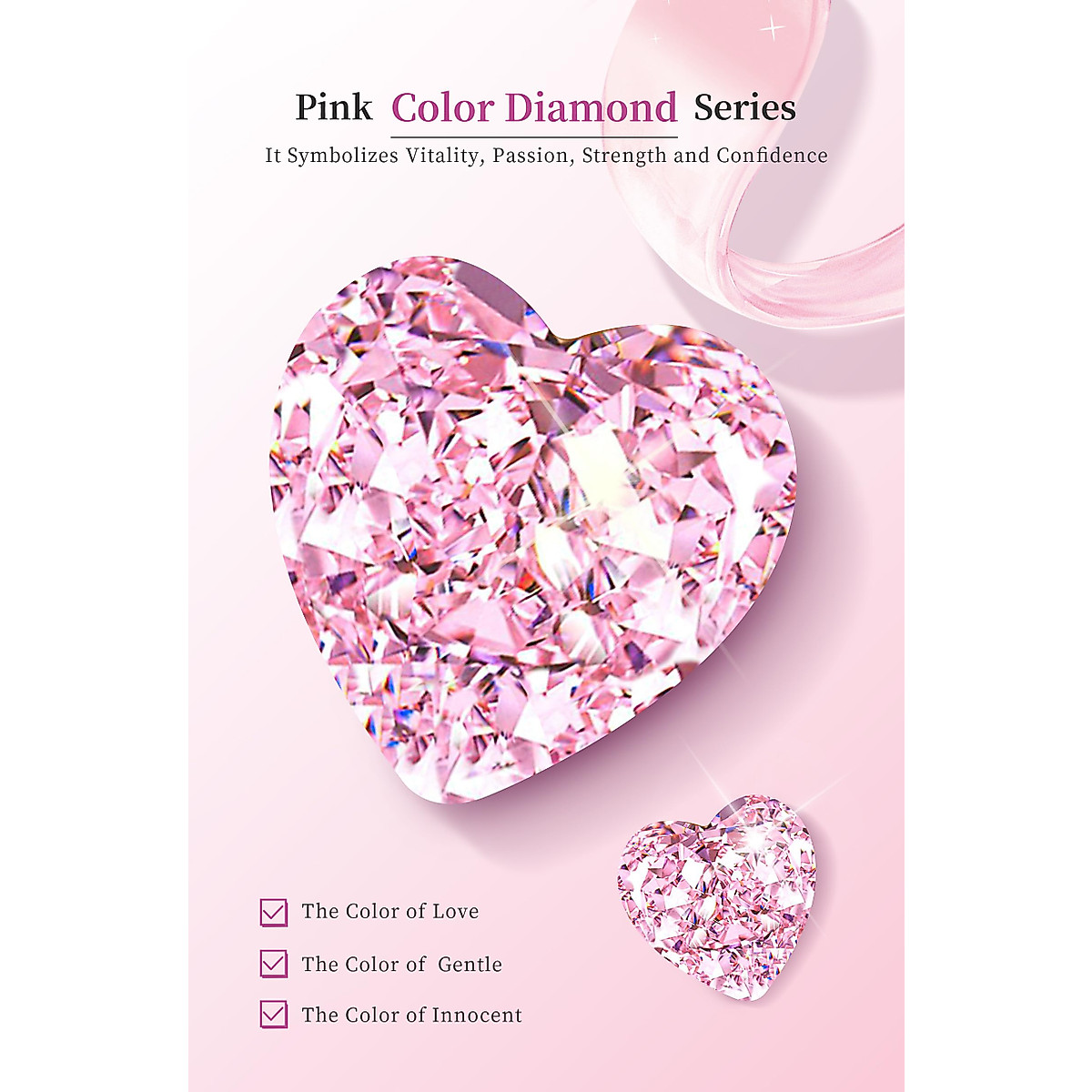 AINUOSHI Heart Necklace Sterling Silver Necklaces for Women Pink Cubic Zirconia Diamond Pendant Anniversary Birthday Christmas Gifts for Her Hypoallergenic