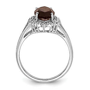 IceCarats 925 Sterling Silver Brown Smoky Quartz Diamond Ring Size 7
