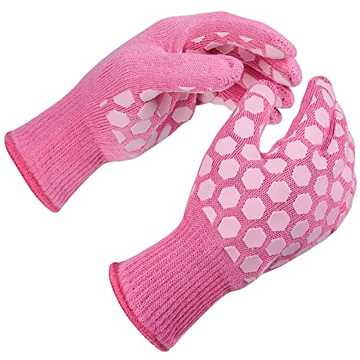 BESSTEVEN BBQ Grill Oven Gloves Mitt for Men Women 932℉/500℃ Heat Resistant Flexible Silicone Anti-Slip Pot Holder Gloves for Barbecue Kitchen Cooking Baking Camping Fire Pit Medium