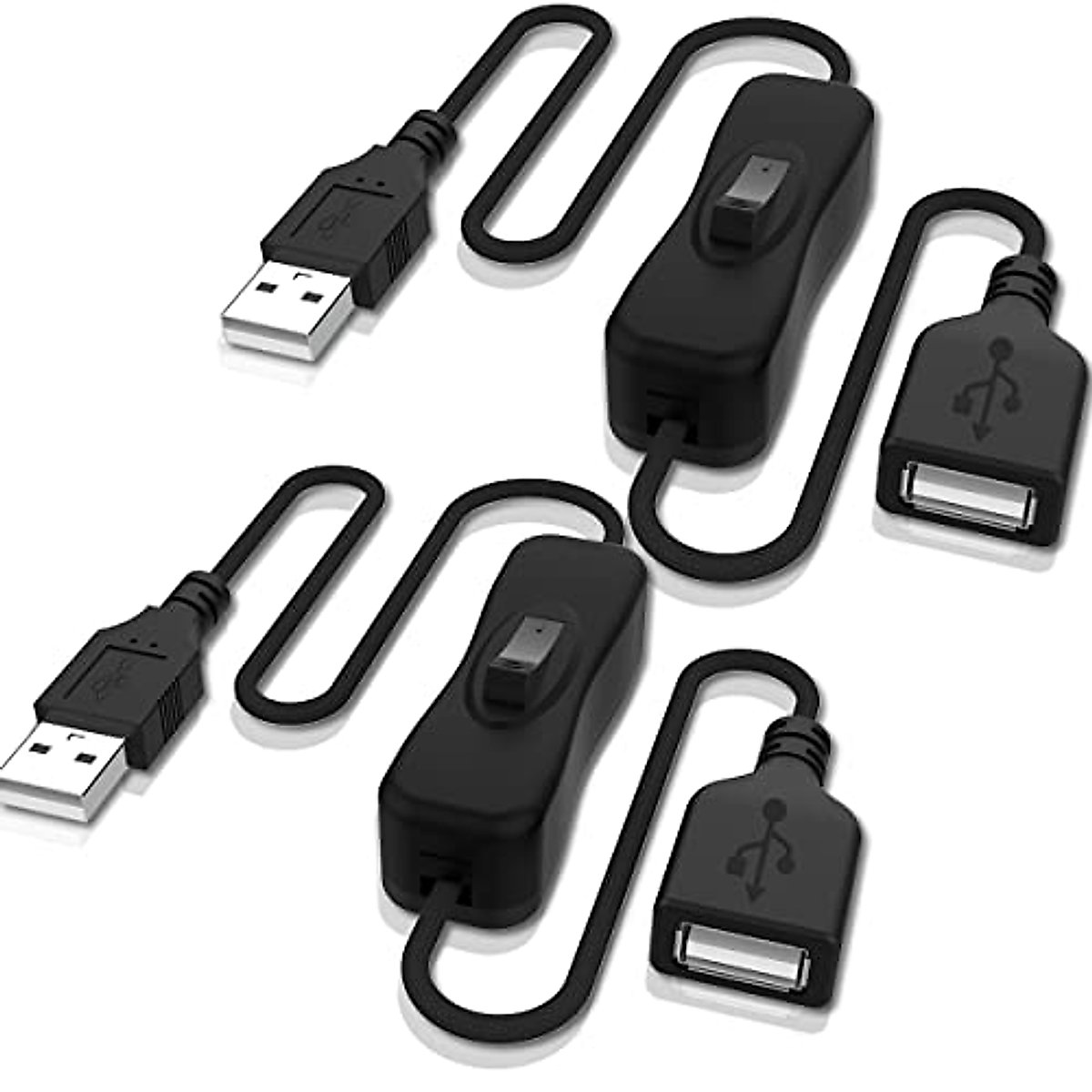 ANDTOBO USB Switch Extension Cable, Upgraded USB Extension Cord with On/Off Power Switch Cable for LED Strips, iOS System, etc- (2 Pack)