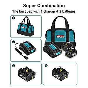 Amityke 6.0Ah Battery Replacement for Makita 18V Battery with One Charger (Including a Tool Bag)