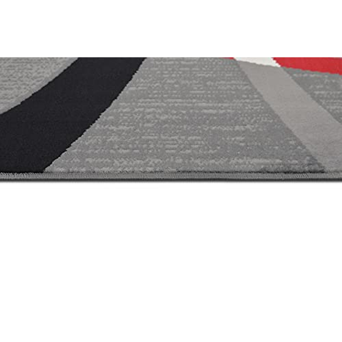 Allstar 5x7 Modern Accent Rug in Grey with Red Abstract Overlapping Curve Design (5' 2" x 7' 0")