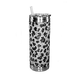 Jacqueline Kent - Bubbles & Bling Tumbler - Snow Leopard Silver