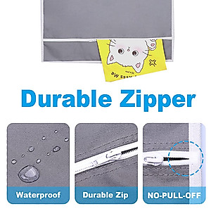 Hanging Laundry Hamper(35"L x 22"W) with 2 Adjustable Stainless Steel Over Door Hooks 30Lb & 2 Adhesive Hooks 2.75"L 25Lb& Grey Mesh Laundry Bag. Large Size Door Hamper for Kids Room, Bathroom, Dorm