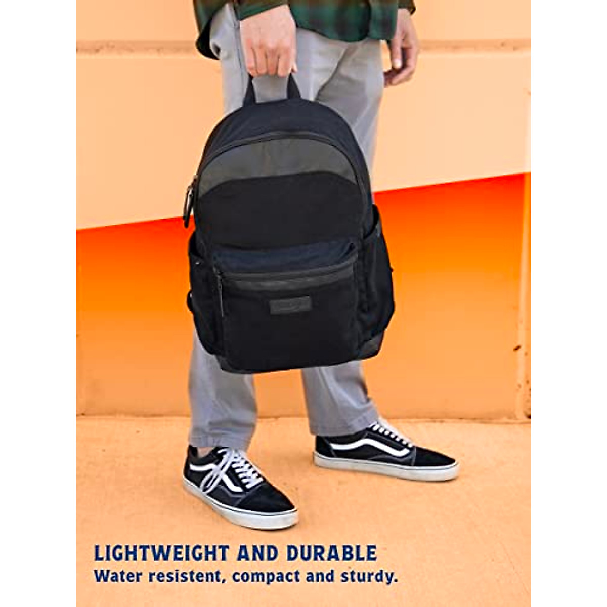 Wrangler Powell Backpack for Travel Classic Logo Water Resistant Casual Daypack for Travel with Padded Laptop Notebook Sleeve (Black)