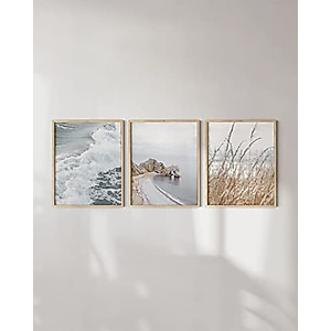 Haus and Hues Beach Pictures Wall Art - Set of 3 Nautical Wall Prints Ocean Pictures For Wall Serene Artwork Coastal Pictures Wall Art Ocean Posters of Beach Scenes Relaxing Wall Art (12x16, Unframed)
