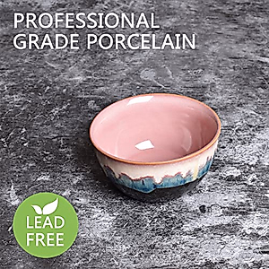 Bosmarlin Stoneware Cereal Bowls Set of 4, 26 Oz, Pink Soup Bowls for Oatmeal, Salad, Dishwasher and Microwave Safe, Reactive Glaze (26 Oz, Pink)
