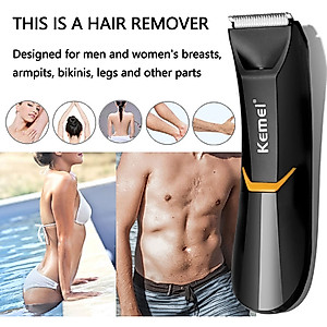 KEMEI 3208 Body Hair Trimmer, Electric Groin Trimmers for Men, Replaceable Electric Cordless Ball Hair Trimmer Shaver, Multi-Function Body Groomer Set Pubic Trimmers with Washable Blade