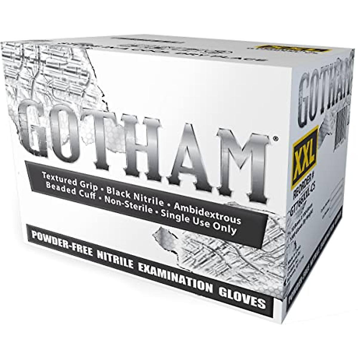 Gotham 4 Mil Black Nitrile Disposable Exam Gloves, Latex Free, Case/1000 (1000, X-Large)