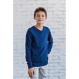 Cozeeme Little Boys V-Neck Long Sleeve Sweater Red 7-8