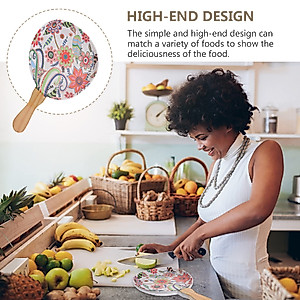 Cabilock 1pc Western Plate Floral Dessert Plate Cake Serving Tray Jewelry Trays Round Cake Pans Food Serving Circle Tray Vintage Plates Nordic Style Salad Dish Oval Wooden Dinner Bowl