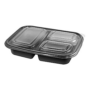 20 PIECE MEAL PREP CONTAINER KIT - 3 SECTIONS - BLACK