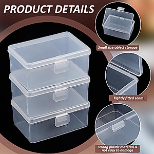 BENECREAT 8Pcs Clear Plastic Box Container Transparent Rectangle Storage Organizer with Lids for Beads, Small Items and Other Craft Projects, 3.2x2.2x1.4"
