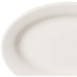 CAC China REC-13 Rolled Edge 11-1/2 by 8-1/4-Inch Stoneware Oval Platter, American White, Box of 12