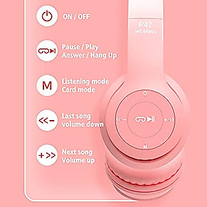 Kids Headphones, Cat Ear LED Light Up Bluetooth 5.0 Foldable Wireless Gaming Headset for Kids Adult, Comfortable Built-in Mic Noise Cancelling Over Ear Headphones(Purple)