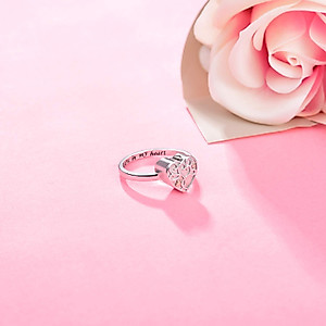 925 Sterling Silver Heart Tree of Life Flower Cremation Urn Ring for Ashes for Women Hold Loved Ones Finger Ring Memorial Keepsake Jewelry (10)