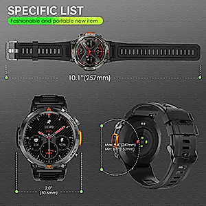 Military Smart Watches for Men (Call Receive/Dial) with LED Flashlight, 1.45" HD Rugged Outdoor Tactical Smartwatch, Fitness Tracker Watch with Heart Rate Sleep Monitor for iPhone Android Phone