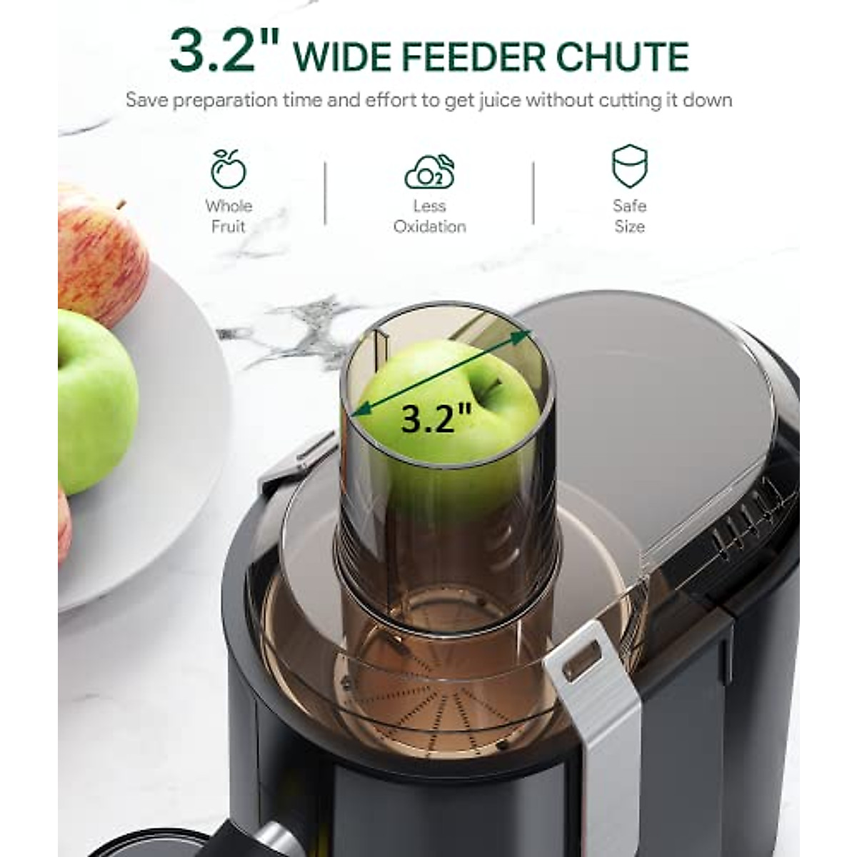 SIFENE Juicer Machine, 800W Juicer with 3.2" Big Mouth for Whole Fruits and Veggies, Juice Extractor with 3 Speeds Settings, Easy to Clean