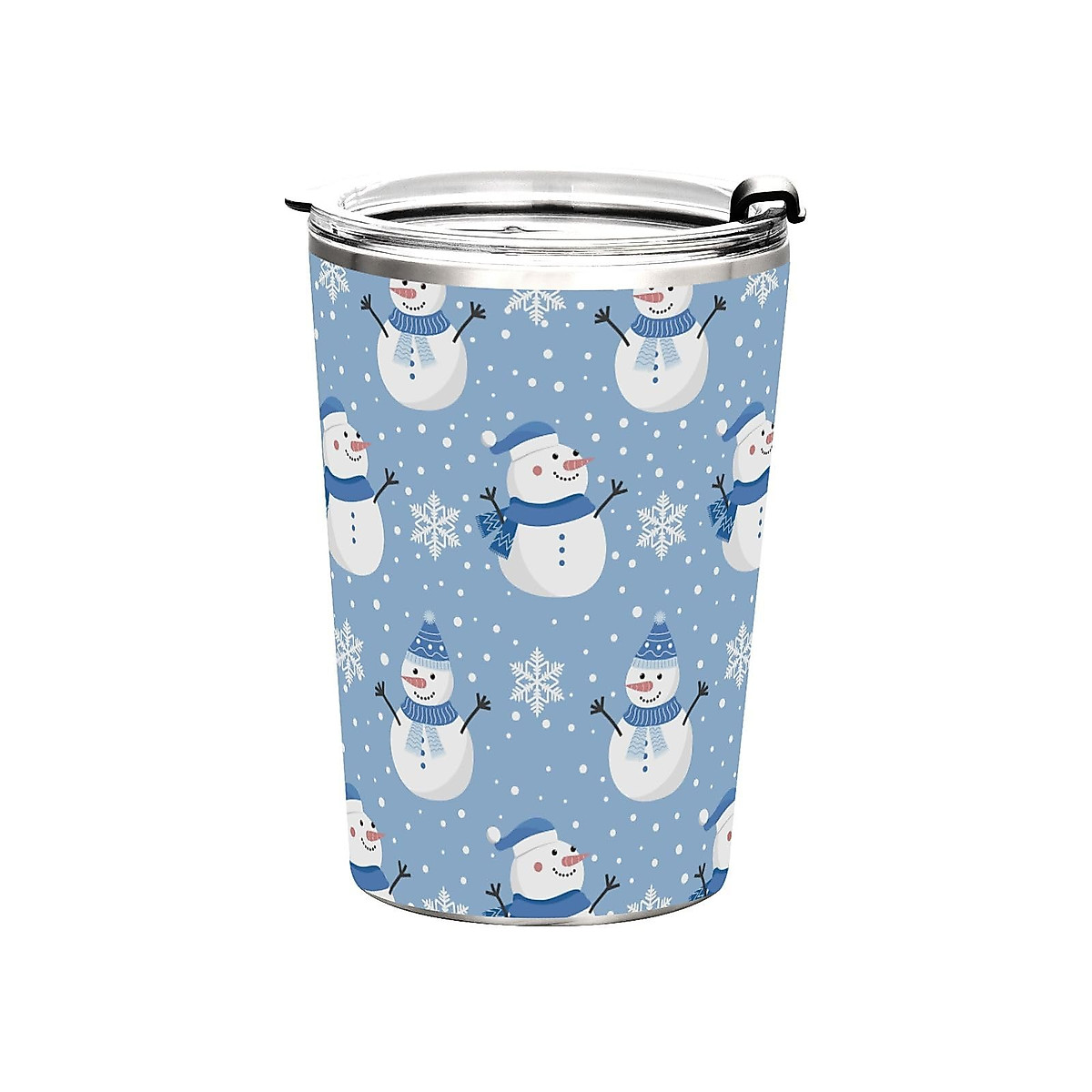 Jihqo Christmas Snowman Snowflakes Tumbler with Lid and Straw, Insulated Stainless Steel Tumbler Cup, Double Walled Travel Coffee Mug Thermal Vacuum Cups for Hot & Cold Drinks 12oz