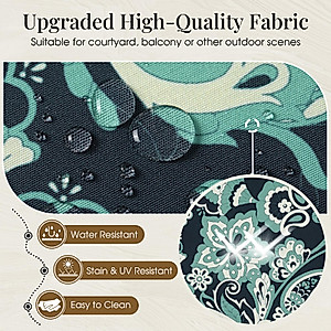 downluxe Outdoor Chair Cushions Set of 4 for Patio Furniture, Water-Resistant Round Corner Patio Chair Cushions with Ties, High Density Foam Outdoor Seat Cushion, 17" X 16" X 2", Green Paramecium