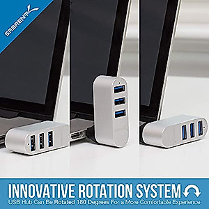 SABRENT Premium 3 Port Aluminum Mini USB 3.0 Hub [90°/180° Degree Rotatable] (HB-R3MC)