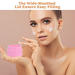 Plastic Containers Akamino White Plastic Lotion Jar with Inner Liners and Dome Lids for Make-up Cosmetic, Creams, Lotions, Refillable Travel Airtight Container Storage (1.25 Oz, 37 ML, 12 PCS, Pink)