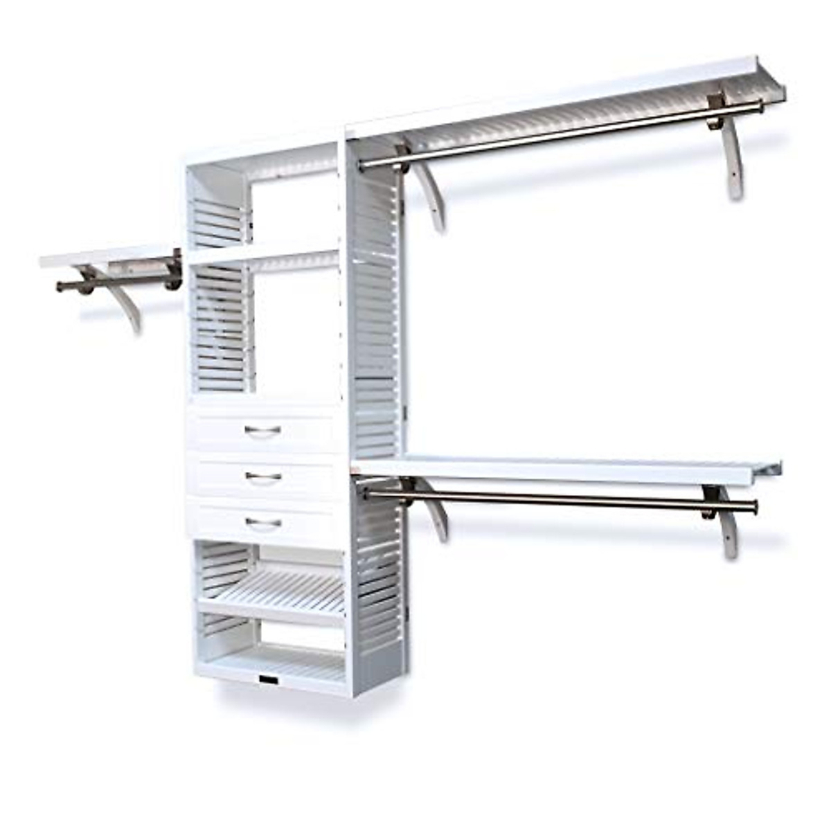 John Louis Home 16in. Deep Woodcrest White Deluxe Organizer with 3 Drawers (6in.)