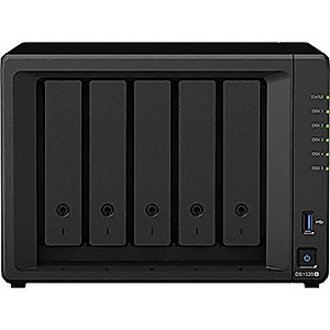 Synology DiskStation DS1520+ NAS Server with Celeron 2.0GHz CPU, 8GB Memory, 90TB HDD Storage, 1TB M.2 NVMe SSD, 4 x 1GbE LAN Ports, DSM Operating System