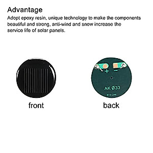 MECCANIXITY Mini Solar Panel Cell 0.5V 140mA 0.07W 33mm for DIY Electric Power Project Pack of 5