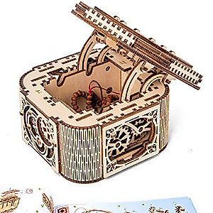 Quenny creative wooden mechanical transmission jewelry box,assembled model Valentine's day gift.