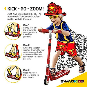 Swagtron SK1 Kick Start Electric Scooter for Kids with Extended Life Battery, ATSM Certified, Adjustable, Ages 5+, Cotton Candy Pink