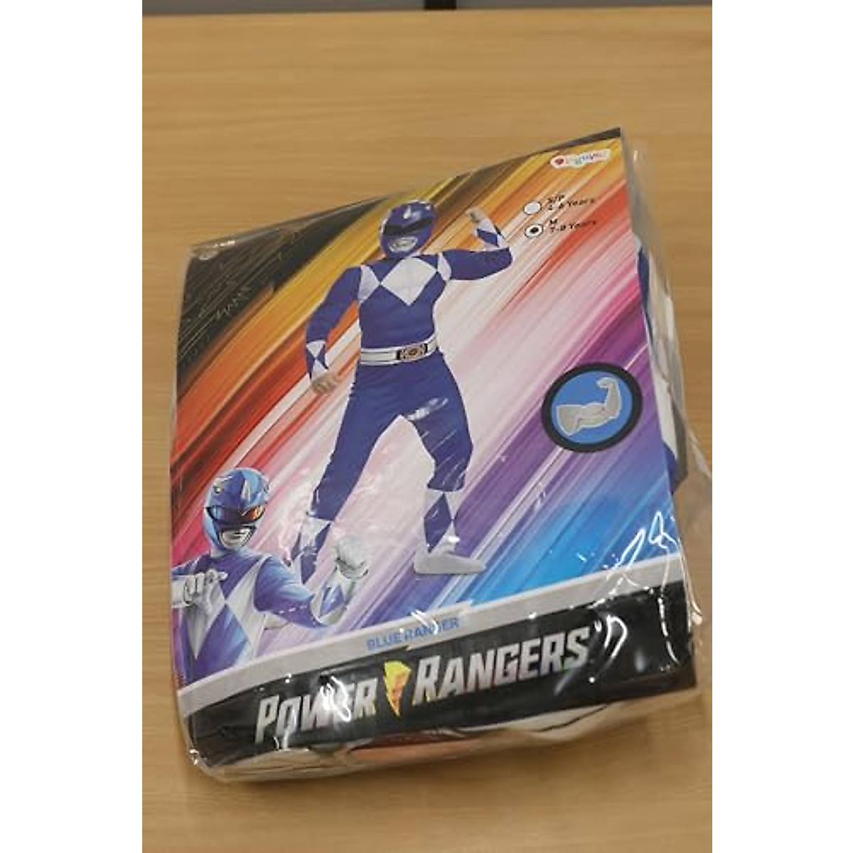 Blue Power Ranger Costume, Kids Size Beast Morphers Muscle Padded Character Jumpsuit and Mask, Classic Child Size Medium (7-8)