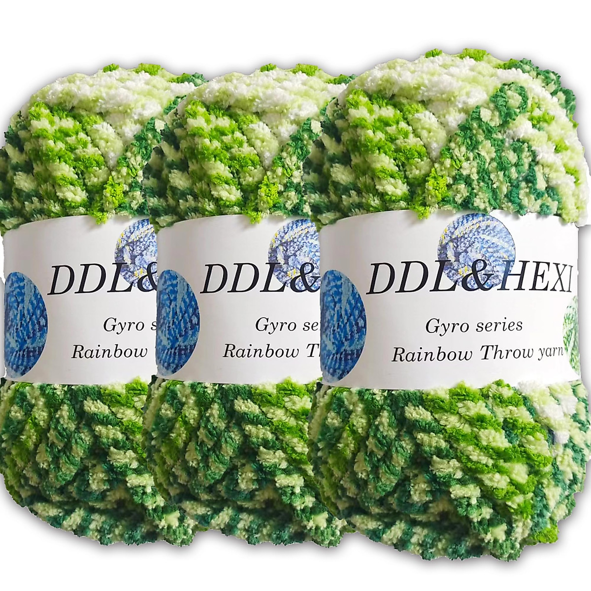 DDL&HEXI Feather Yarn,Velvet,Multi-Color 3 skeins of 100g (3.53oz*3=10.5oz)-Polyester-(96 * 3=290 Yards) (05)