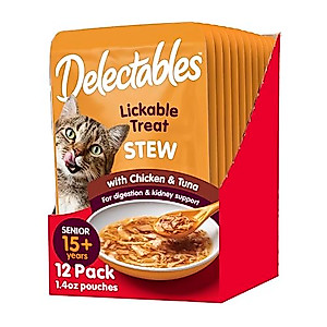 "Hartz Delectables Stew Senior Lickable Wet Cat Treats, Chicken & Tuna 1.4 Ounce (Pack of 12)"