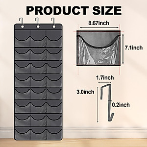 InterMaka Hat Rack for Door - 24 Clear Deep Pocket Cap Racks for Baseball Caps, Premium Hat Storage with 3 Sturdy Hooks, Versatile Hat Holder & Ball Hat Organizer for Optimal Display Grey