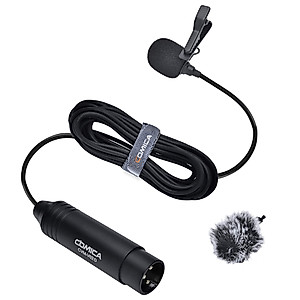 COMICA CVM-V02O Phantom Power Omnidirectional XLR Lavalier Lapel Microphone,14.76 fts Lapel Mic for Canon Sony Camcorders Zoom H4n H6 Tascam DR-60D/70D DR-100 Recorders Audio Mixer (1 Pack)