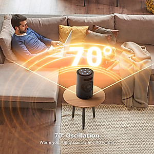 Space Heater, Portable Electric Heaters for Indoor Use, 1500W Oscillation Small Desk Heater Fan with Digital Display & Touch Control for Bedroom, Office