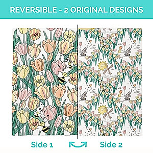 JumpOff Jo - Large Waterproof Foam Padded Play Mat for Infants, Babies, Toddlers, Play Pens & Tummy Time, Foldable Activity Mat, 70 in. x 59 in. - Tulip Fields