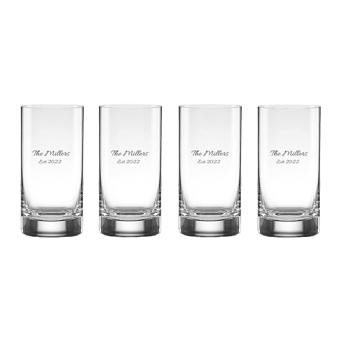 Lenox Personalized Tuscany 16oz Cylinder Highball Glasses, Set of 4 Custom Engraved Crystal Hiball Glasses for Cocktails, Mixed Drinks, Iced Tea, Juices and More