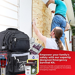 First My Family 4-Person Emergency Survival Kit with LifeStraw Water Filter - Disaster Preparedness Backpack with Hurricane and Earthquake Supplies, 72 Hour Survival Gear