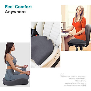WISHSMILE Memory Foam Seat Cushions for Desk Chair, Car Driver with Better Coccyx Pressure Back Pain Relief and Body Weight Dispersing Effects, Seat Pad for Kitchen, Stadium and Classroom