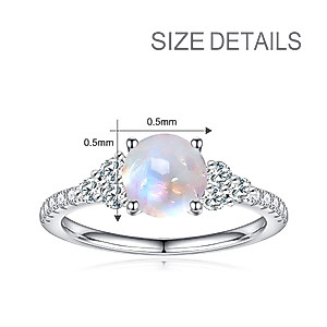 LELOUCHY Authentic Moonstone Ring Real 925 Sterling Silver Rainbow Moonstone Rings for Women Genuine Moonstone Jewelry -8