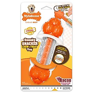 Nylabone Strong Chew Sneaky Snacker Treat Toy for Dogs, Interactive Dog Enrichment Chew Toys, Bacon Flavor, Large/Giant - Up to 50 lbs. (1 Count)
